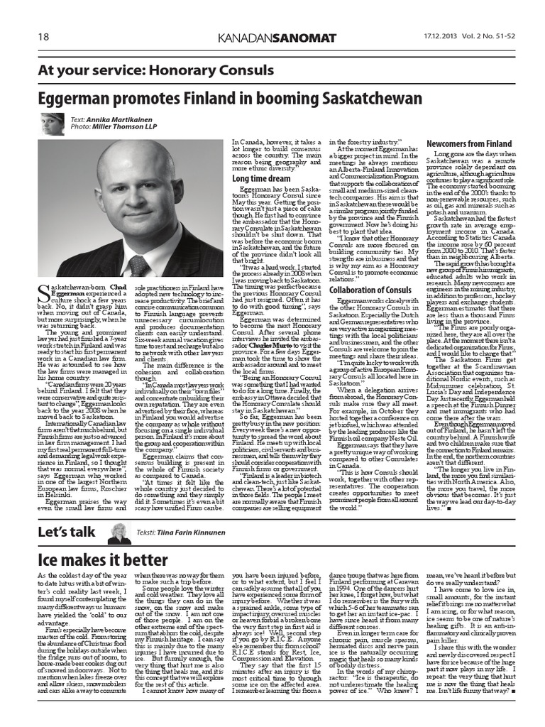 Eggerman Promotes Finland in Booming Saskatchewan / Eggerman Liputtaa ...