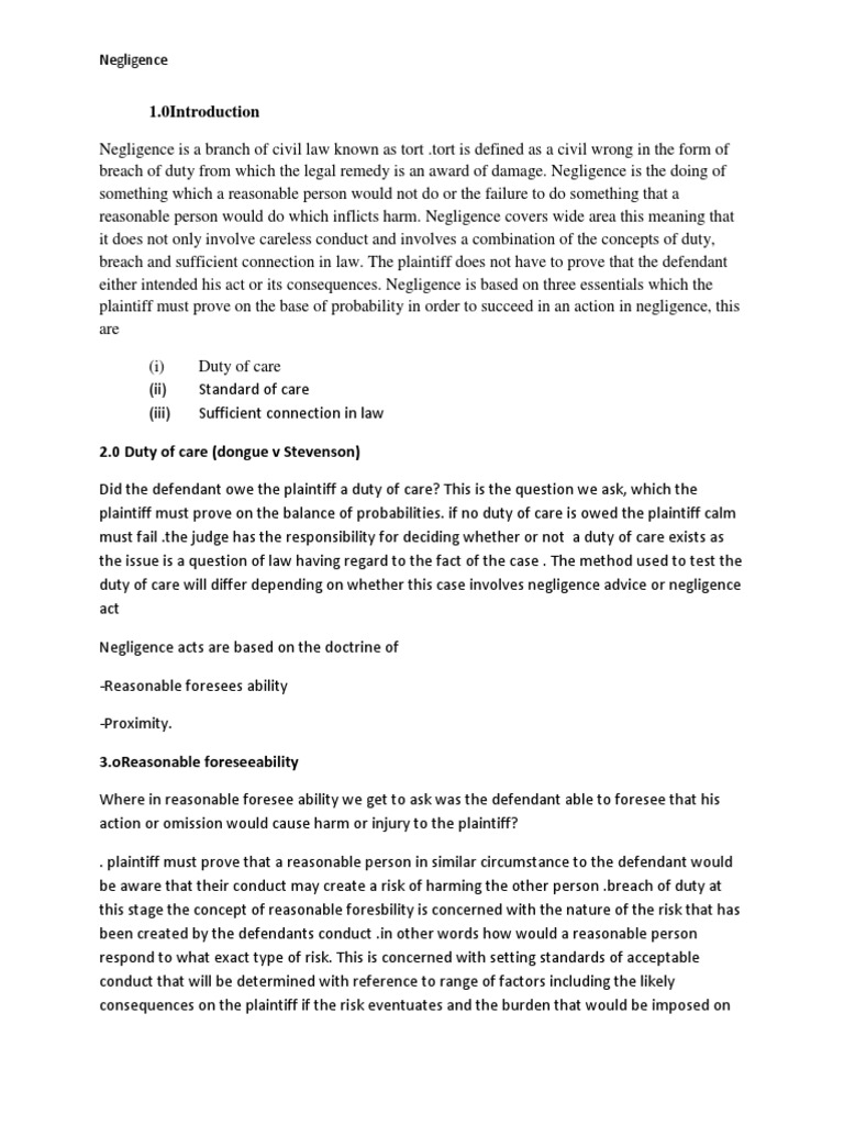 Negligence | PDF | Duty Of Care | Negligence
