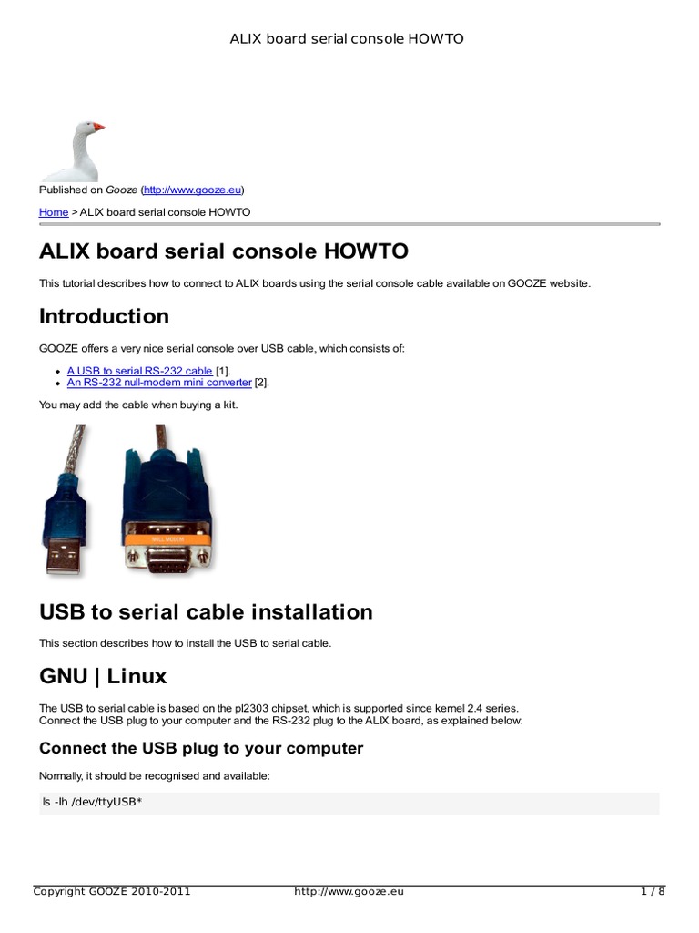 Alix Board Serial Console Howto | PDF | Usb | Electrical Connector