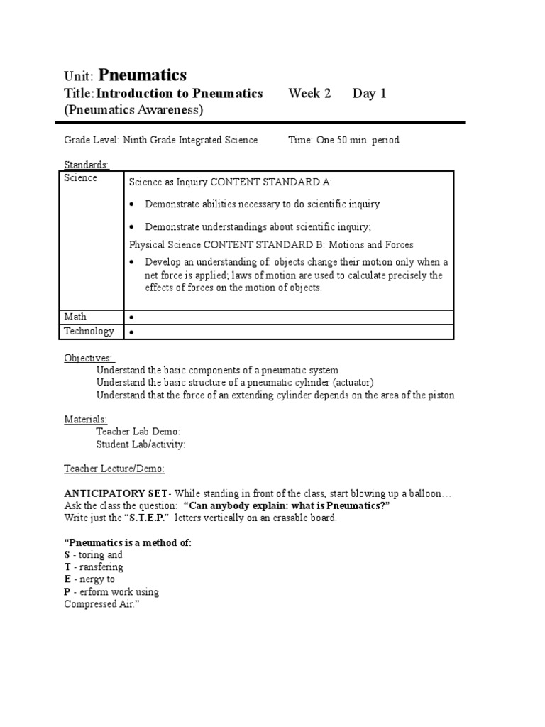 Lesson 1 Introduction To Pneumatic Systems | PDF | Business
