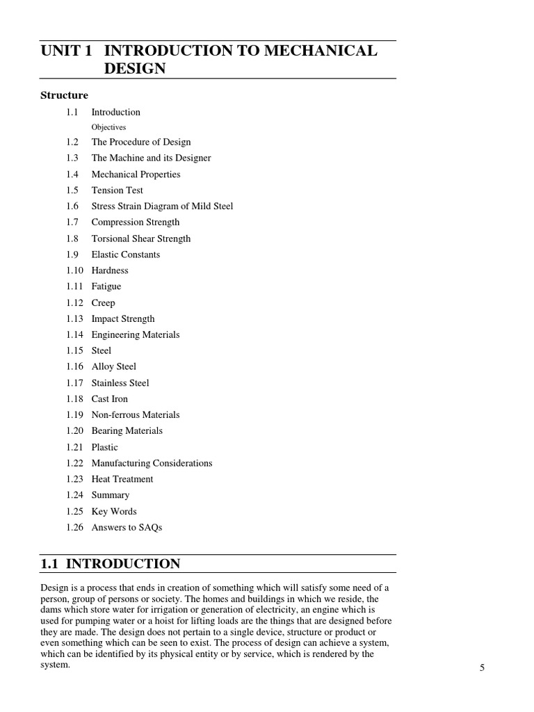 Introduction To Mechanical Design | PDF