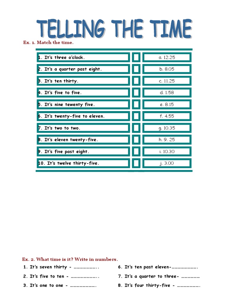 Time-Telling Exercises and Activities | PDF | Foreign Language Studies ...