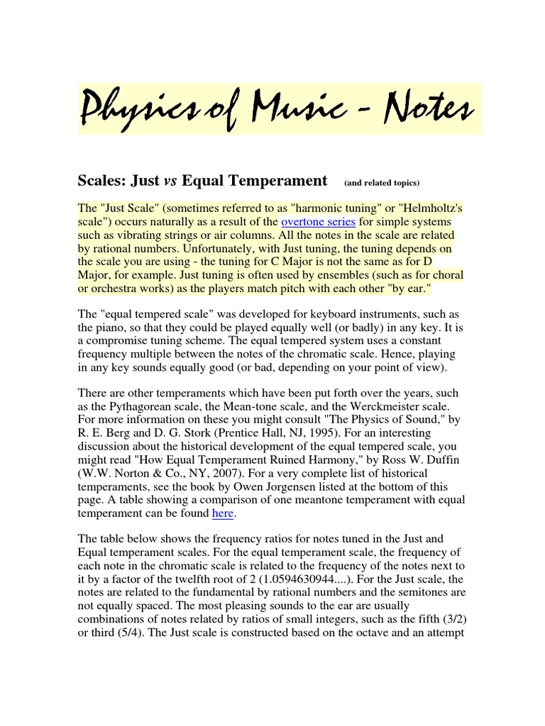 Physics of Music - Notes | PDF | Interval (Music) | Scale (Music)
