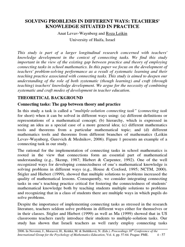 Multiple Solution Task | PDF | Teaching Mathematics | National Council ...