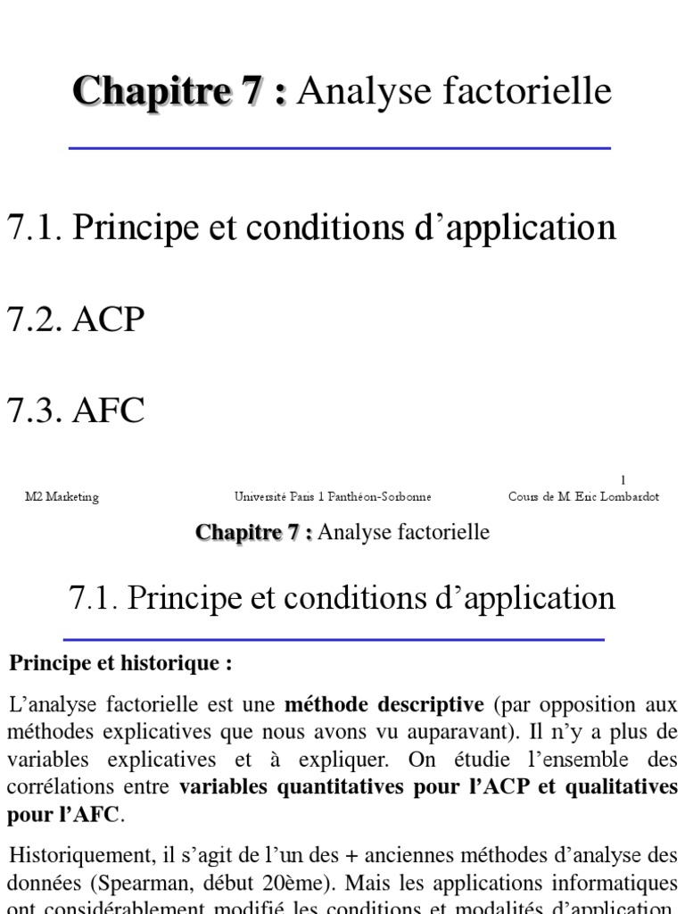 Chapitre ACP | PDF | Corrélation (statistiques) | Analyse en ...