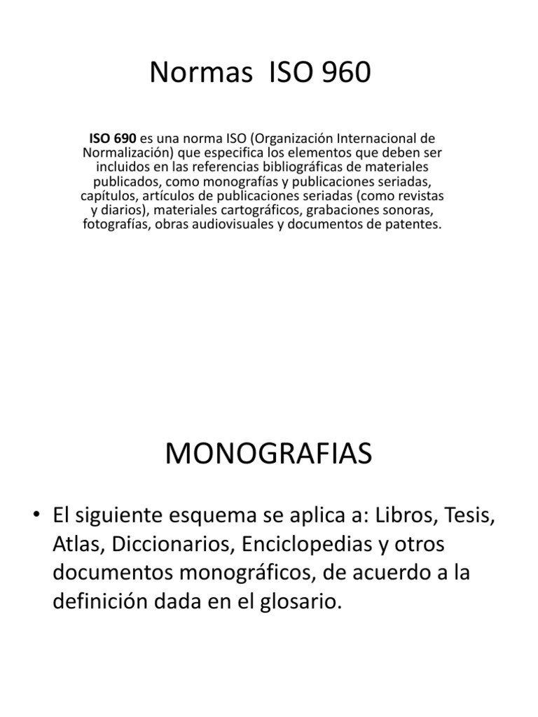 Normas ISO 960 | PDF | Estilo apa | Science