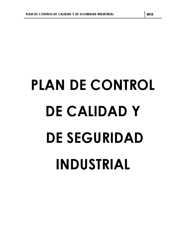 Plan de Control de Calidad y Seguridad Industrial | PDF | Calidad ...