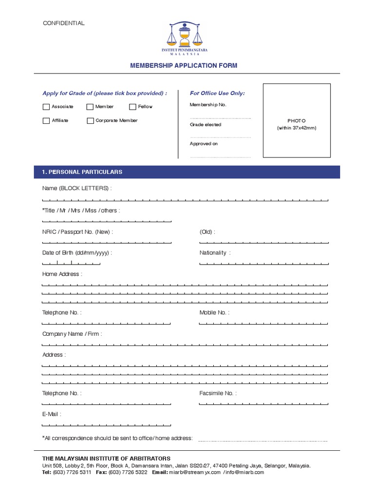 MIArb Membership Application Form | PDF | Government Information ...