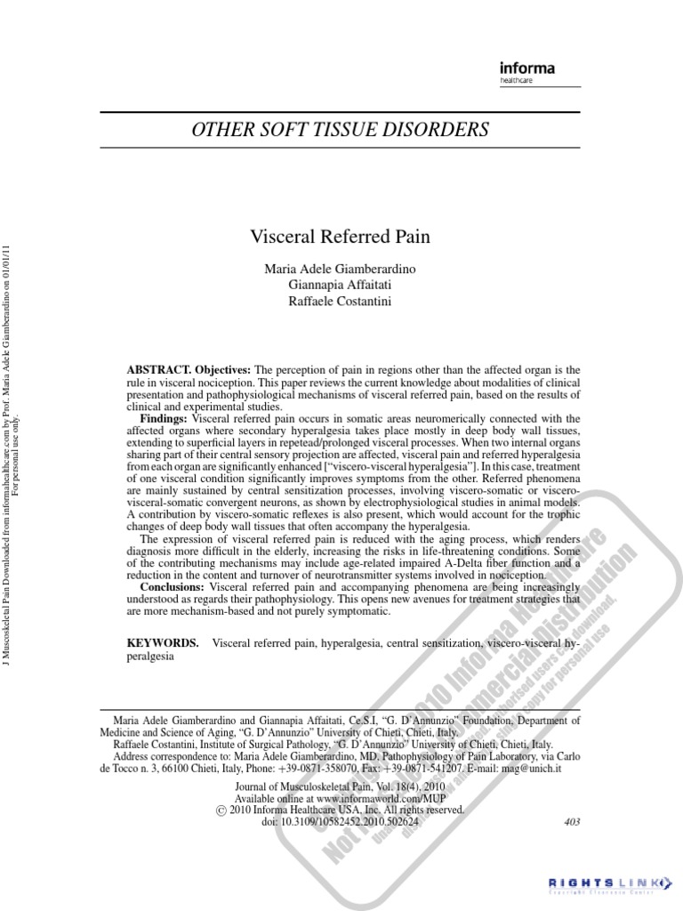 2010 Visceral Referred Pain | PDF | Pain | Anatomy