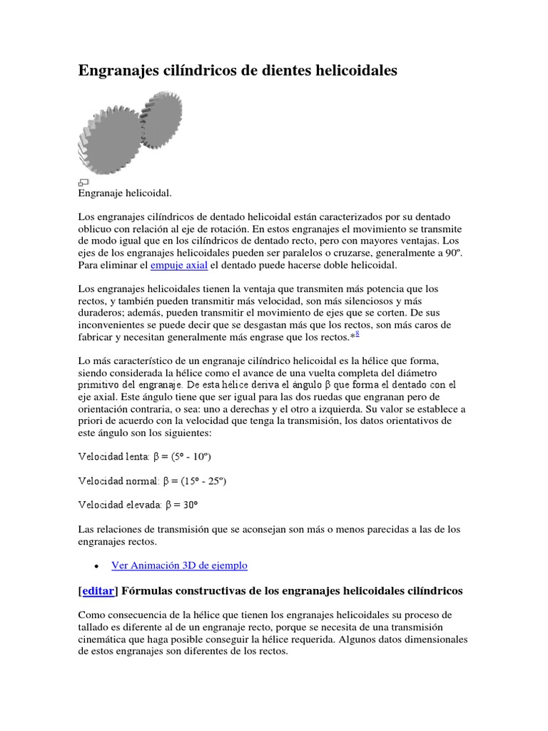 Engranajes Cilíndricos de Dientes Helicoidales | Descargar gratis PDF ...