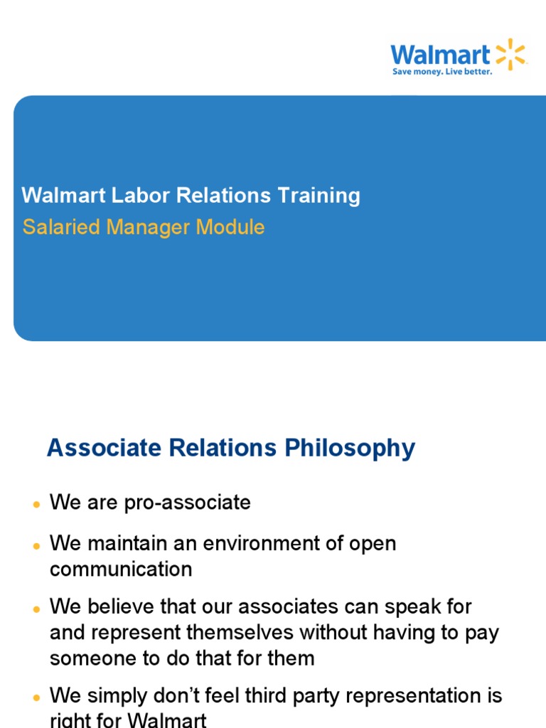 Walmart Manager Labor Relations Training | Download Free PDF | Trade ...