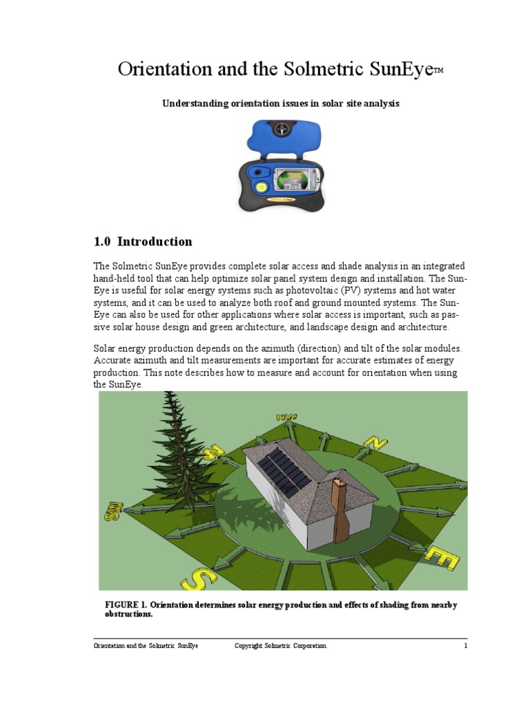 Orientation and The Solmetric SunEye | PDF | Compass | Photovoltaics