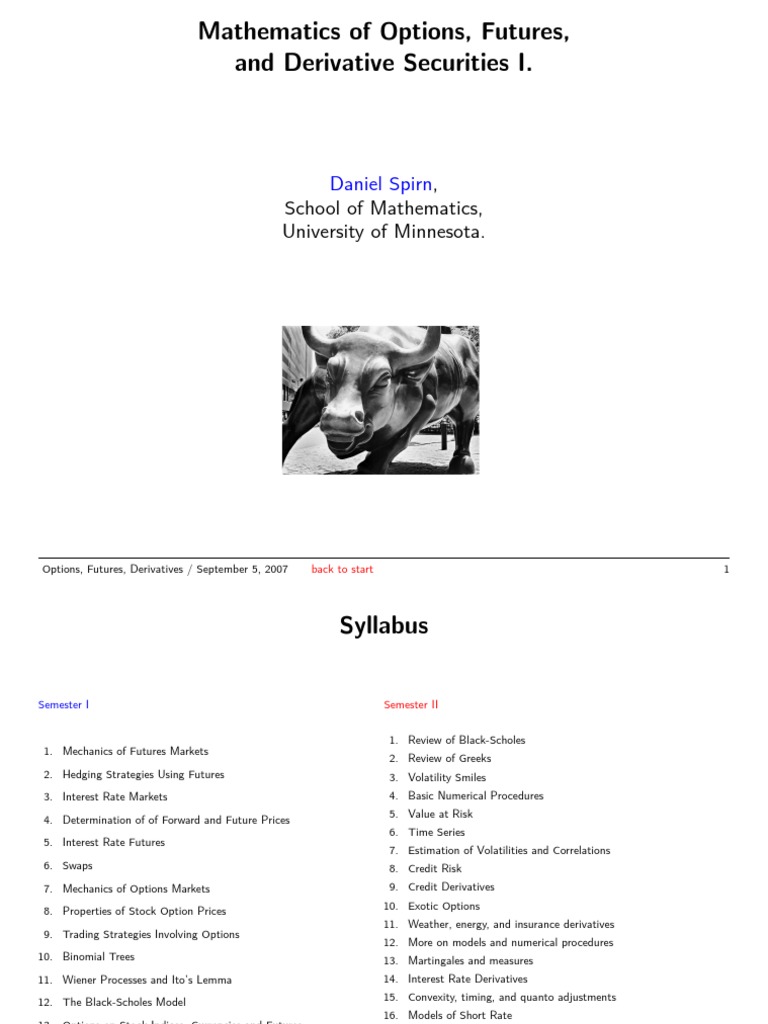 Mathematics of Options and Derivatives | PDF | Option (Finance ...