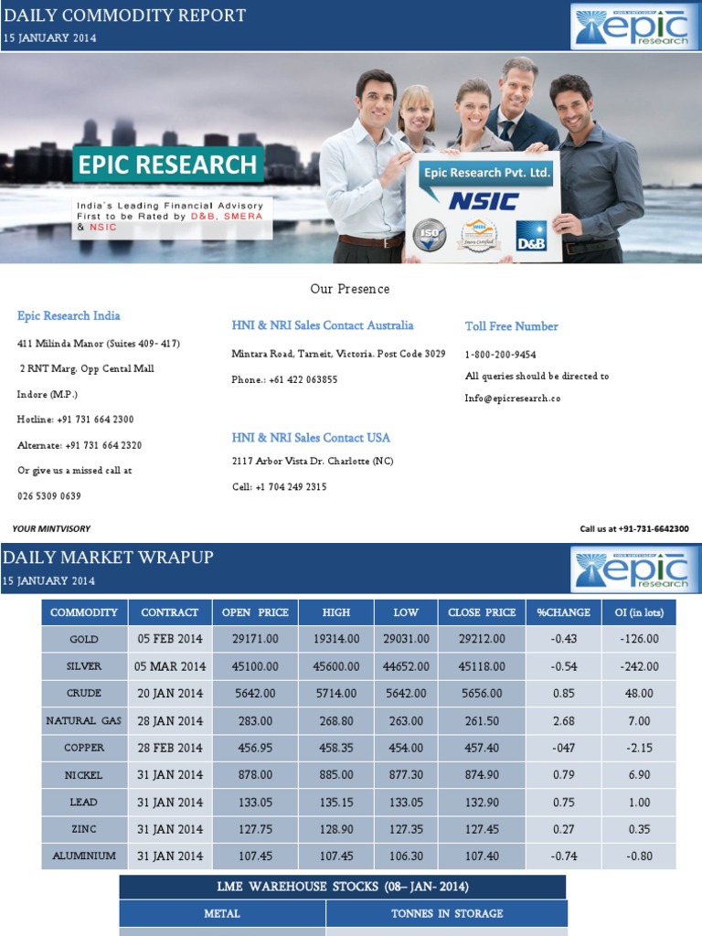 Daily Commodity Report 15-01-2014 by Epic Research | PDF | New York ...