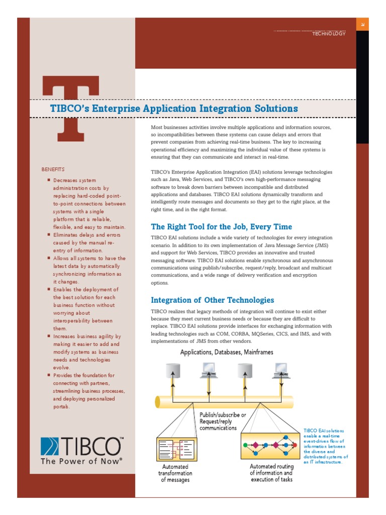 TIBCO Enterprise Application Integration Solution - Datasheet | PDF | Business Process ...