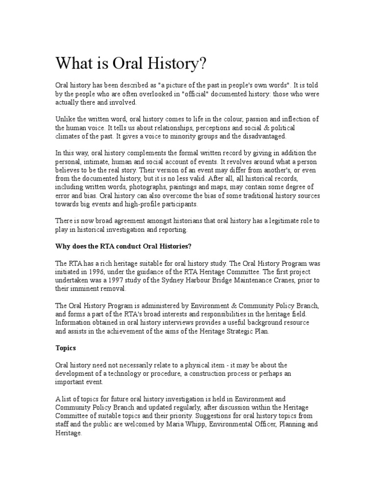 Ref-What Is Oral History | PDF | Oral History