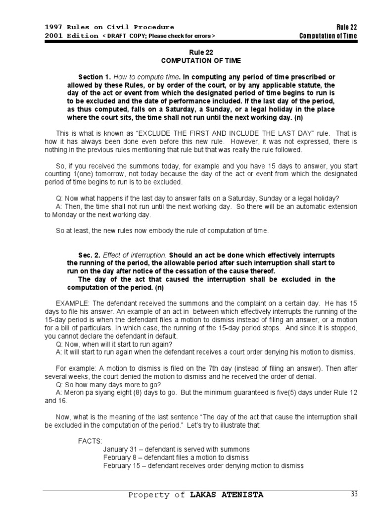 Rule 22 - Computation of Time | PDF | Violence