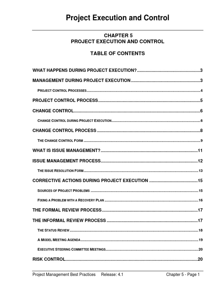 Project Execution and Control | PDF | Project Management | Risk Management