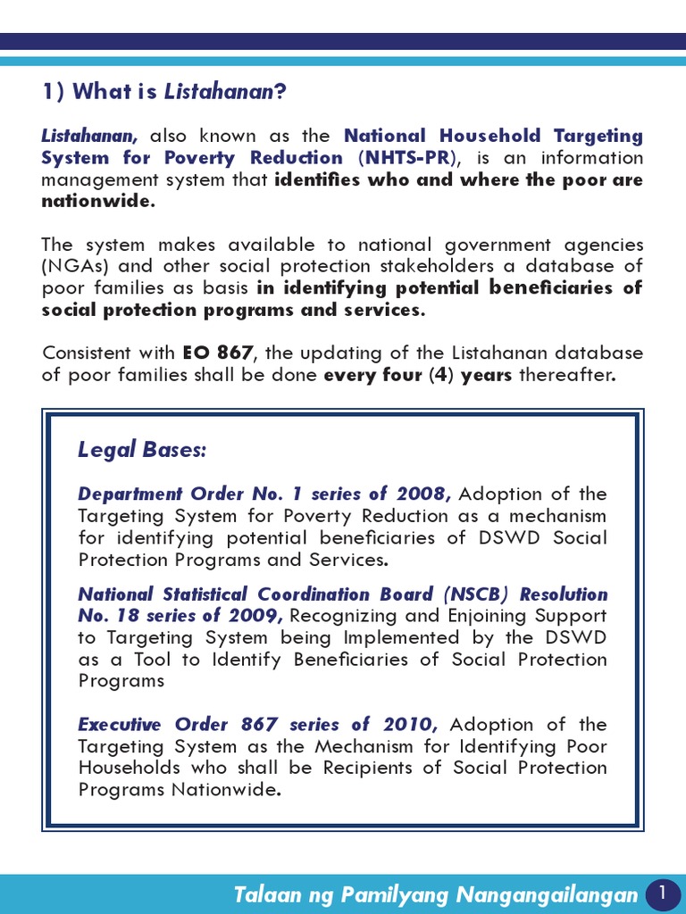 Listahanan: Frequently Asked Questions | PDF | Social Protection | Census