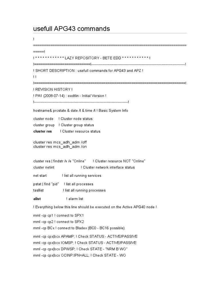 Usefull APG43 Commands | PDF | File Transfer Protocol | Computer Cluster