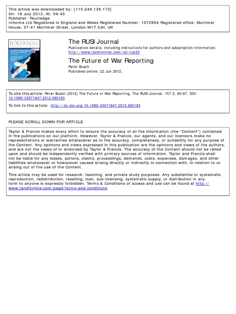 The Future of War Reporting | Journalism | Mass Media