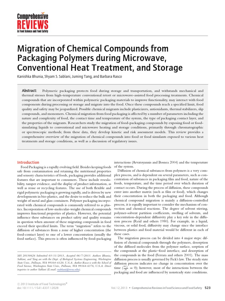 Migration of Chemical Additive From Polymeric Packaging | Download Free ...