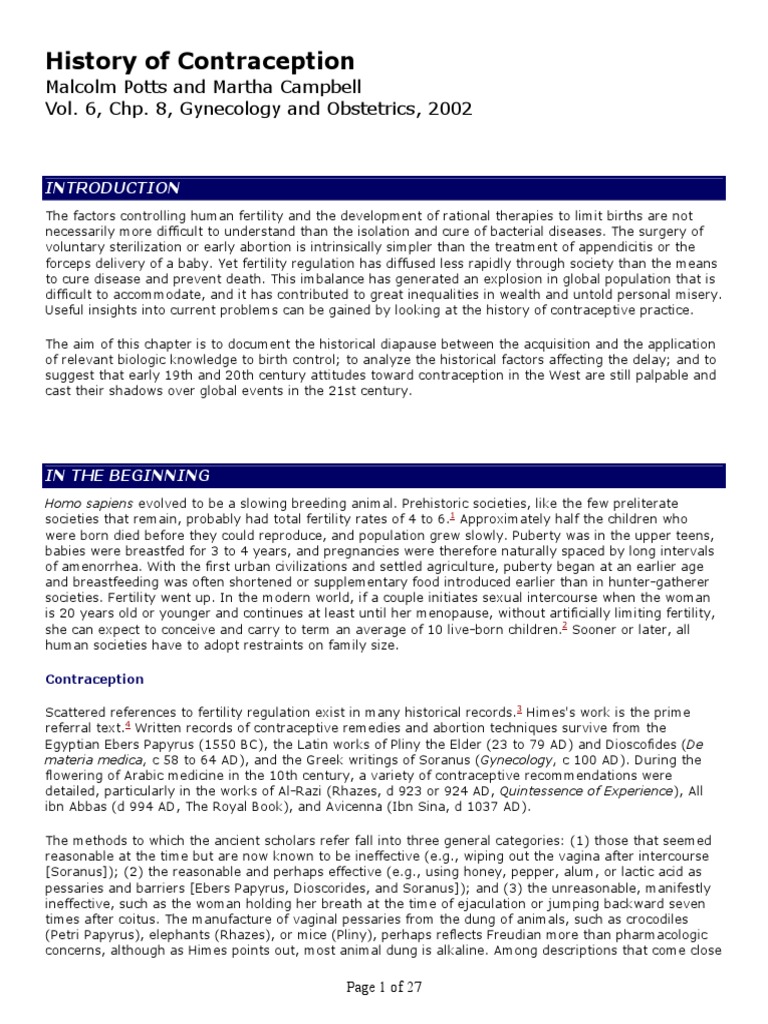 History of Contraception | PDF | Birth Control | Sexual Intercourse