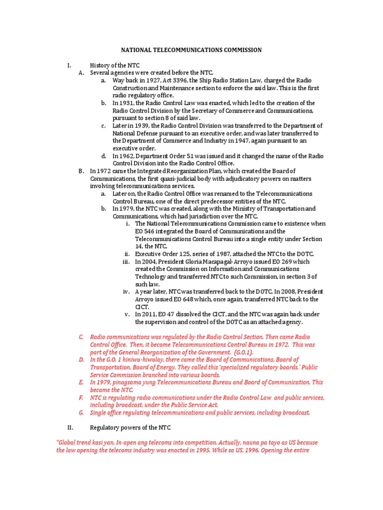 NTC Outline | PDF | Television | Telecommunication