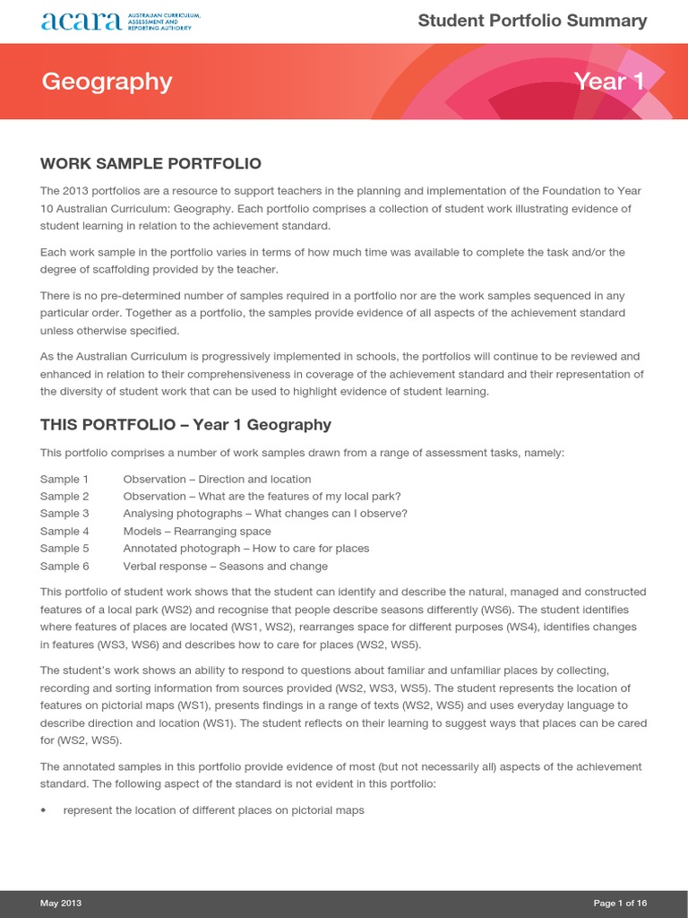 Year 1 Geography Portfolio Samples | PDF | Curriculum | Geography