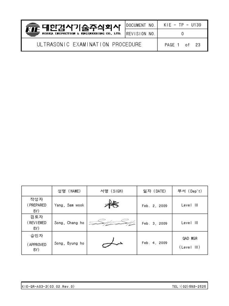 UT Procedure PDF | PDF