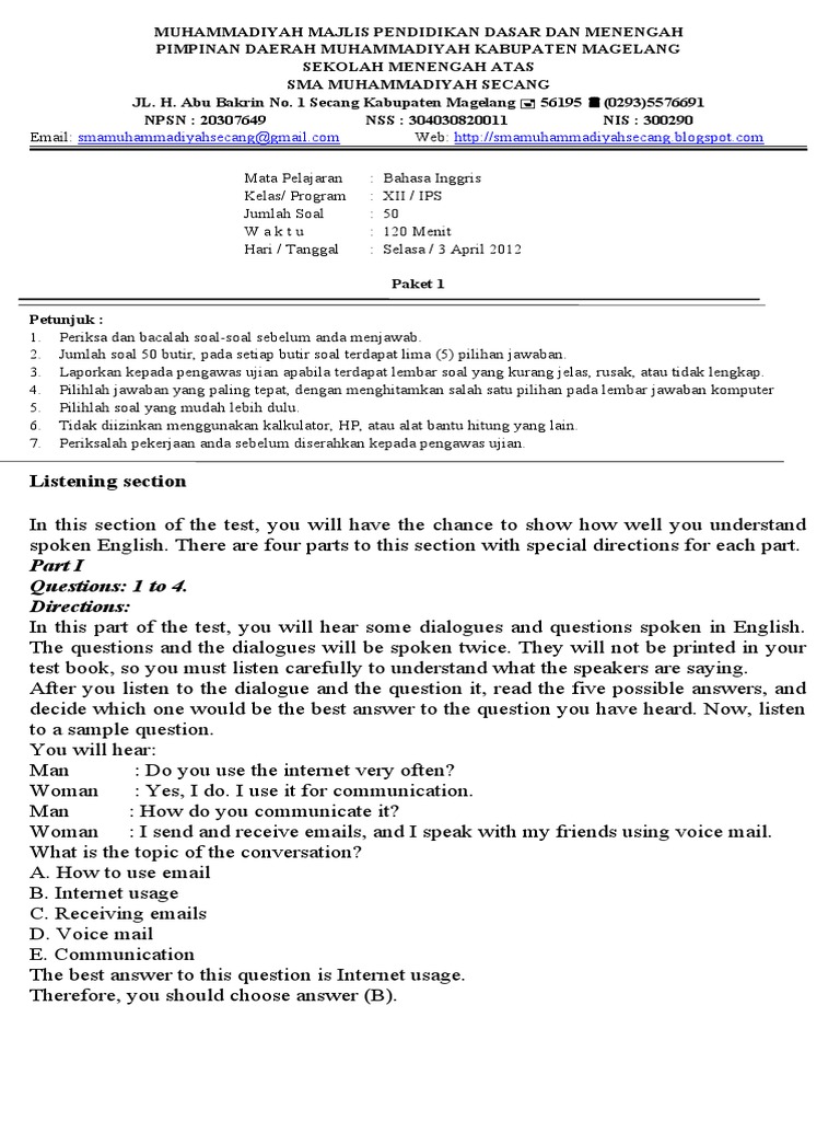 Contoh Soal Tryout | PDF