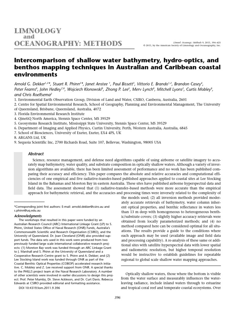 Limnology Oceanography: Methods | PDF | Remote Sensing | Absorption Spectroscopy