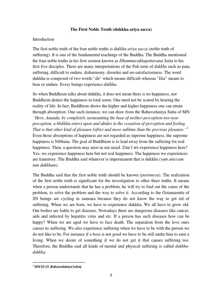 The First Noble Truth | PDF | Science & Mathematics