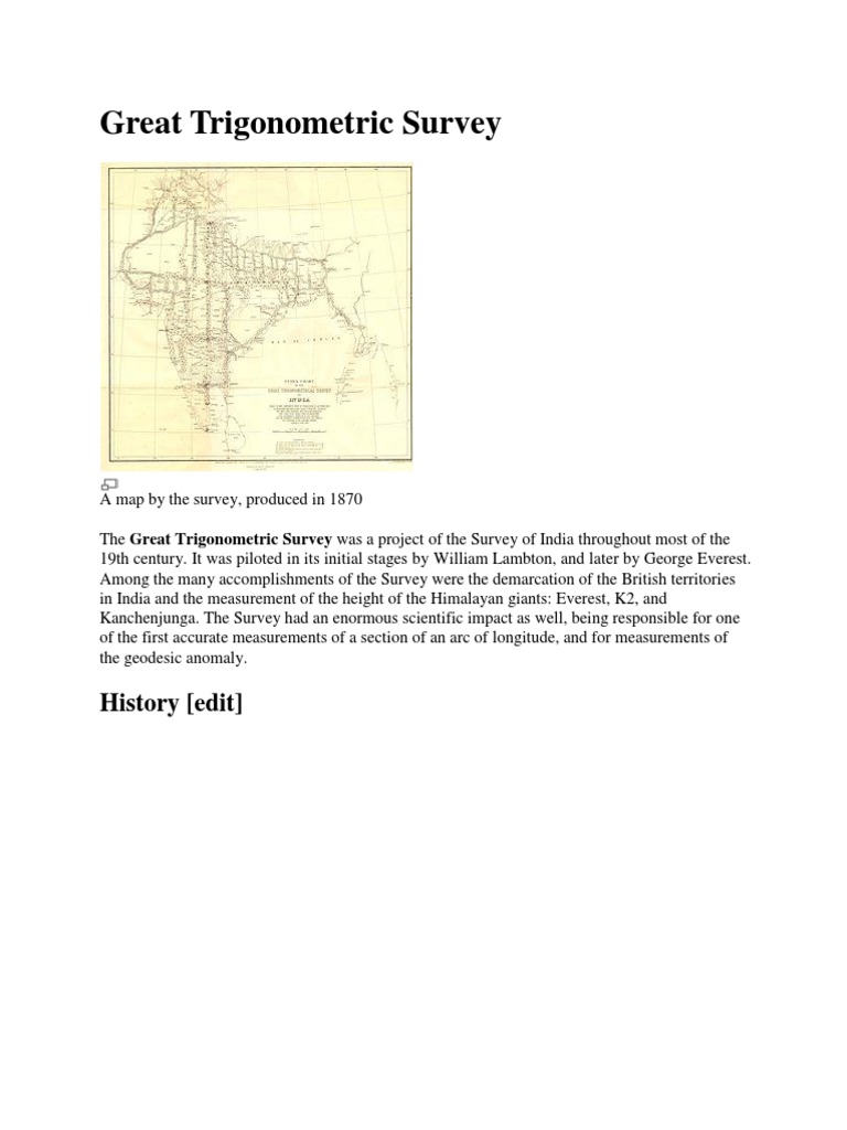Great Trigonometric Survey of India | PDF | Geophysics | Geomatics