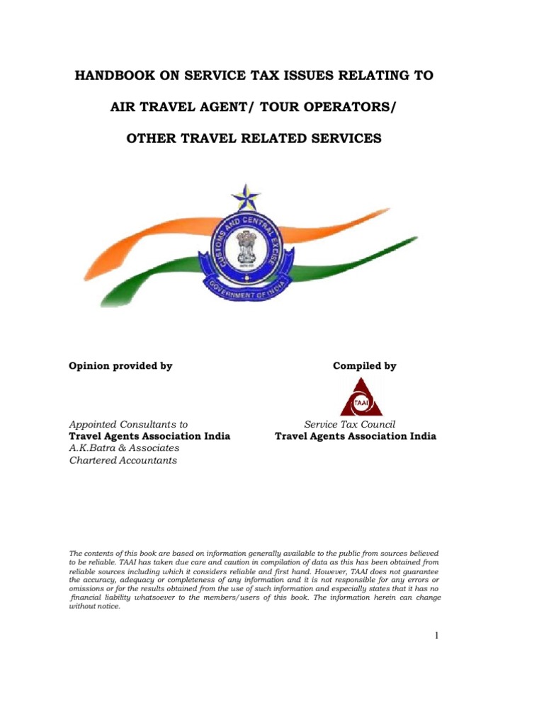 Handbook On Service Tax Issues Relating To Air Travel Agent/ Tour ...