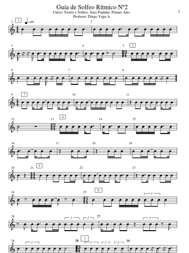 Guía de Solfeo Rítmico Básico | PDF