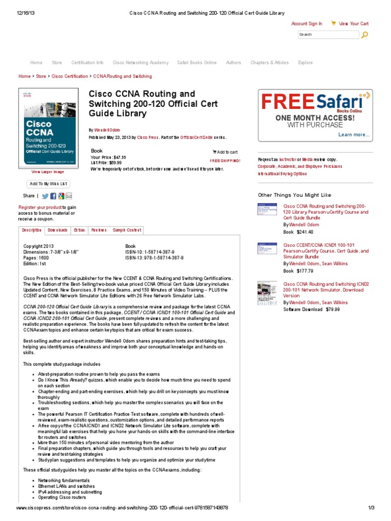 Cisco CCNA Routing and Switching 200-120 Official Cert Guide Library | PDF | Cisco ...