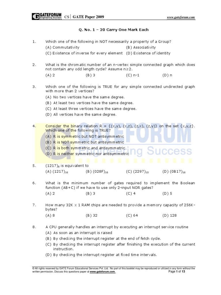 Cs Gate Paper 2009 | PDF | Time Complexity | Theoretical Computer Science