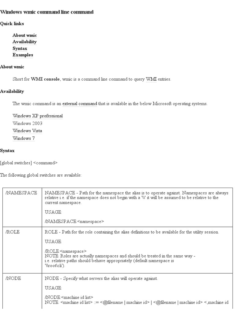 Windows Wmic Command Line Command | PDF | Command Line Interface | Bios