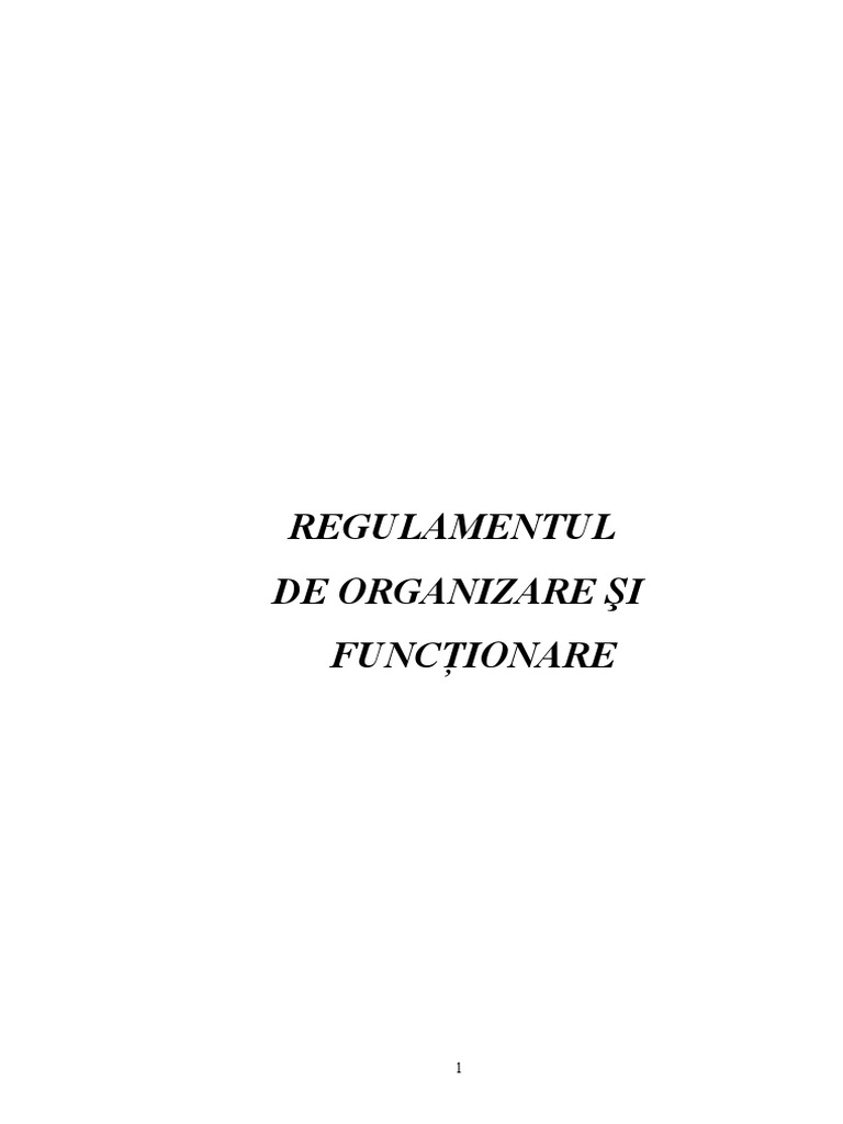 Regulament de Organizare Si Functionare | PDF