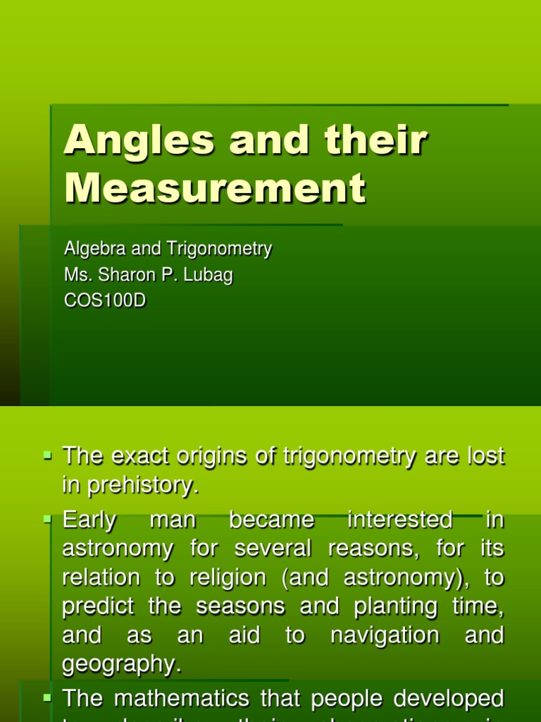 Angles and Their Measurement | PDF | Angle | Trigonometry