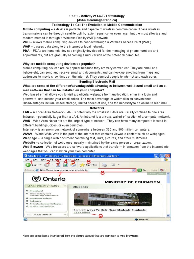 Ict Terminology | PDF | Web Page | Web Browser