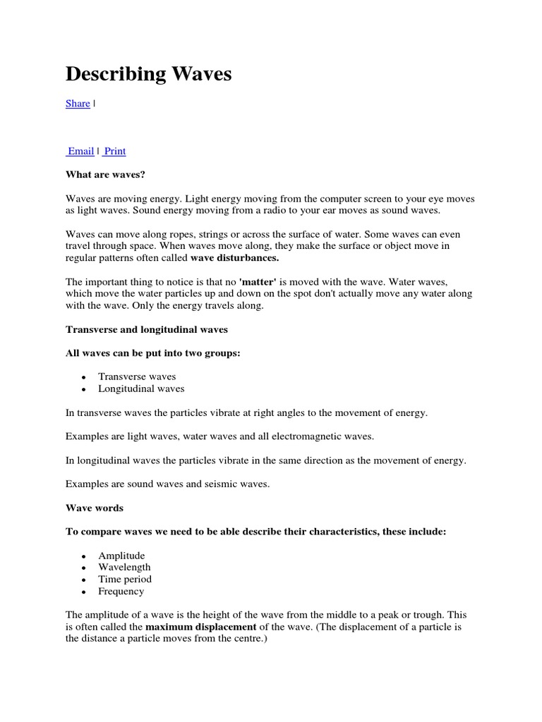 Describing Waves: Share | PDF | Waves | Electromagnetic Spectrum