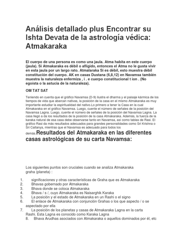 Análisis Detallado Ishta Devata de La Astrología Védica | PDF | Rama | Alma