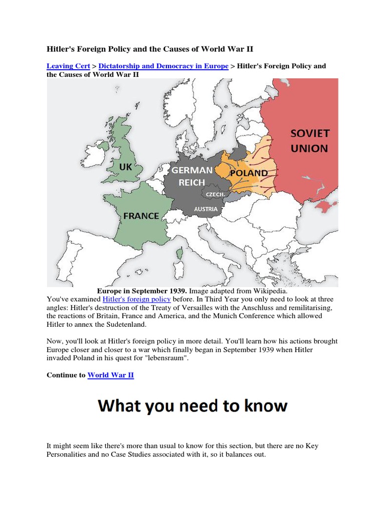 Hitler's Foreign Policy and The Causes of World War II | PDF | Adolf ...