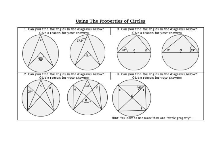 Circle Properties and Angle Calculations | PDF