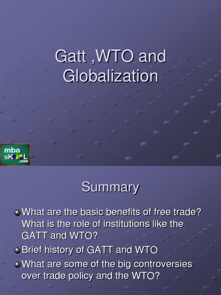 Gatt, WTO and Globalization | PDF | World Trade Organization | General ...