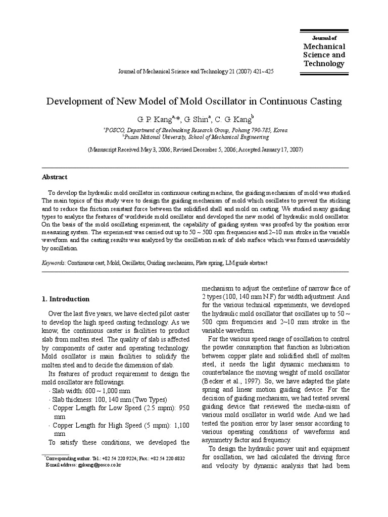 Mold Oscillation | PDF | Physics | Mechanical Engineering