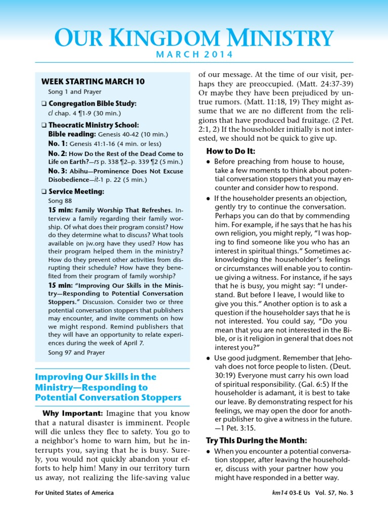 March 2014 Our Kingdom Ministry | Religious Texts | Religion & Spirituality