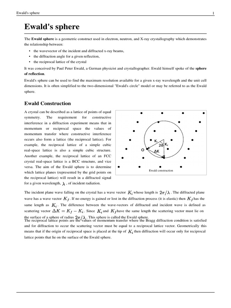 Ewald's Sphere | PDF | Materials Science | Physical Phenomena